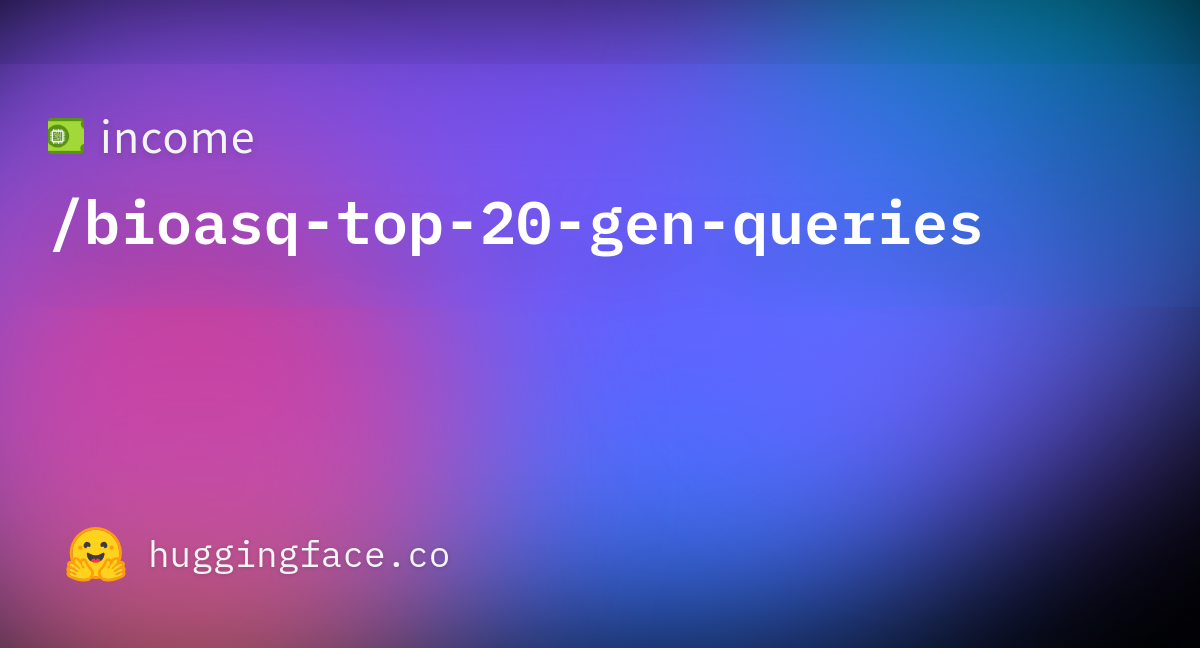 Incomebioasq Top 20 Gen Queries · Datasets At Hugging Face
