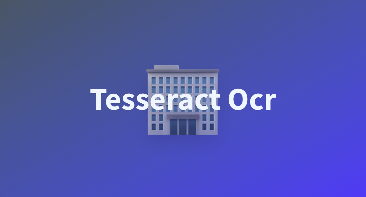 Wwydmanski Tesseract Ocr At Main